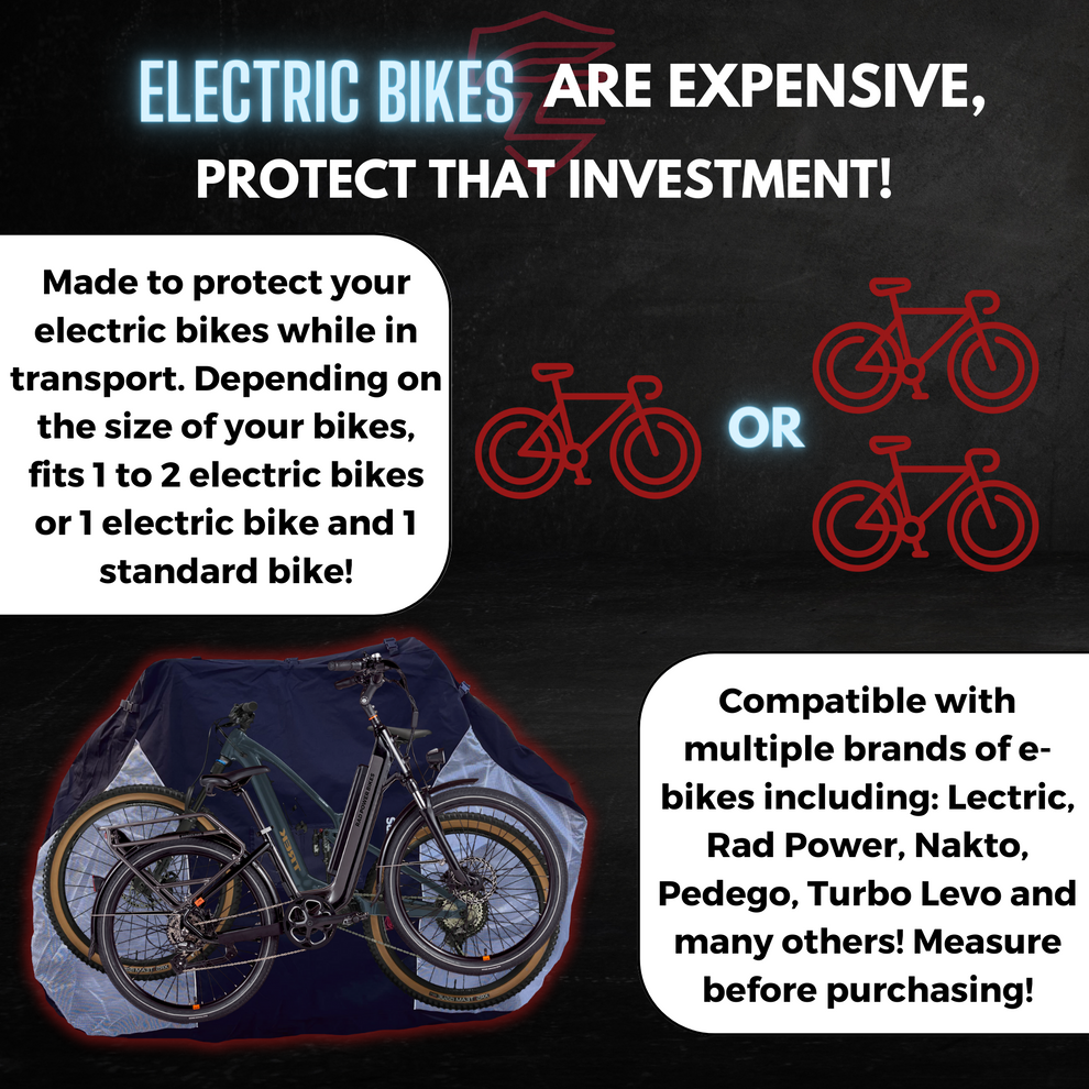 Electric Bike Cover - Dual Rack Cover for 1-2 E-Bikes - For Travel ...