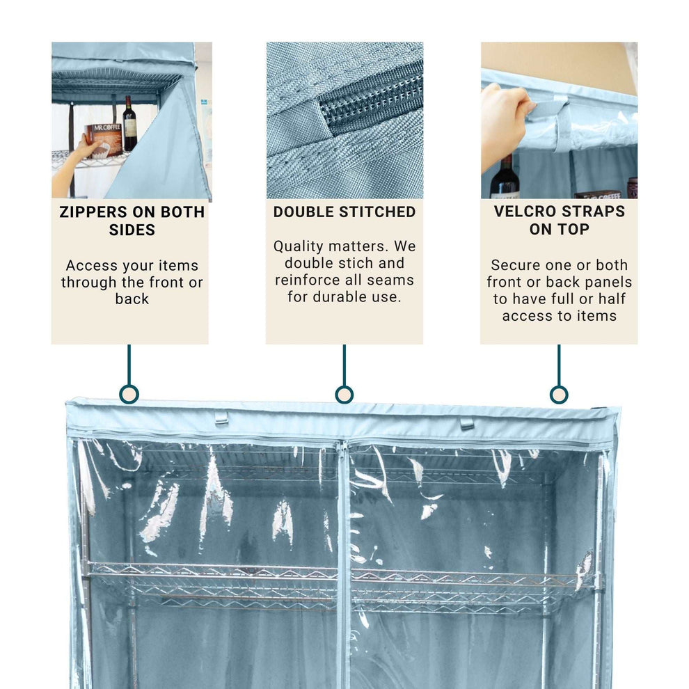 60x24x72 Glacier Blue See-Through Shelving Cover | Formosa Covers