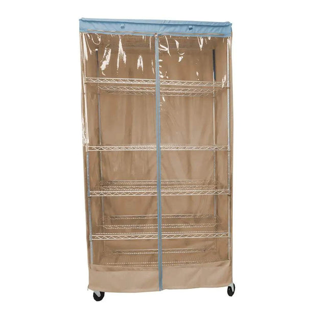 Beige Khaki/Blue 36x18x72 See-Thru Shelving Cover | Formosa Covers
